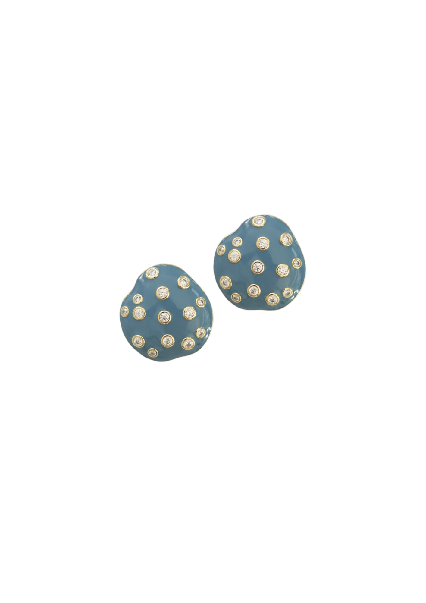 Dusty Blue Embellished Pebble Studs – Nicola Bathie